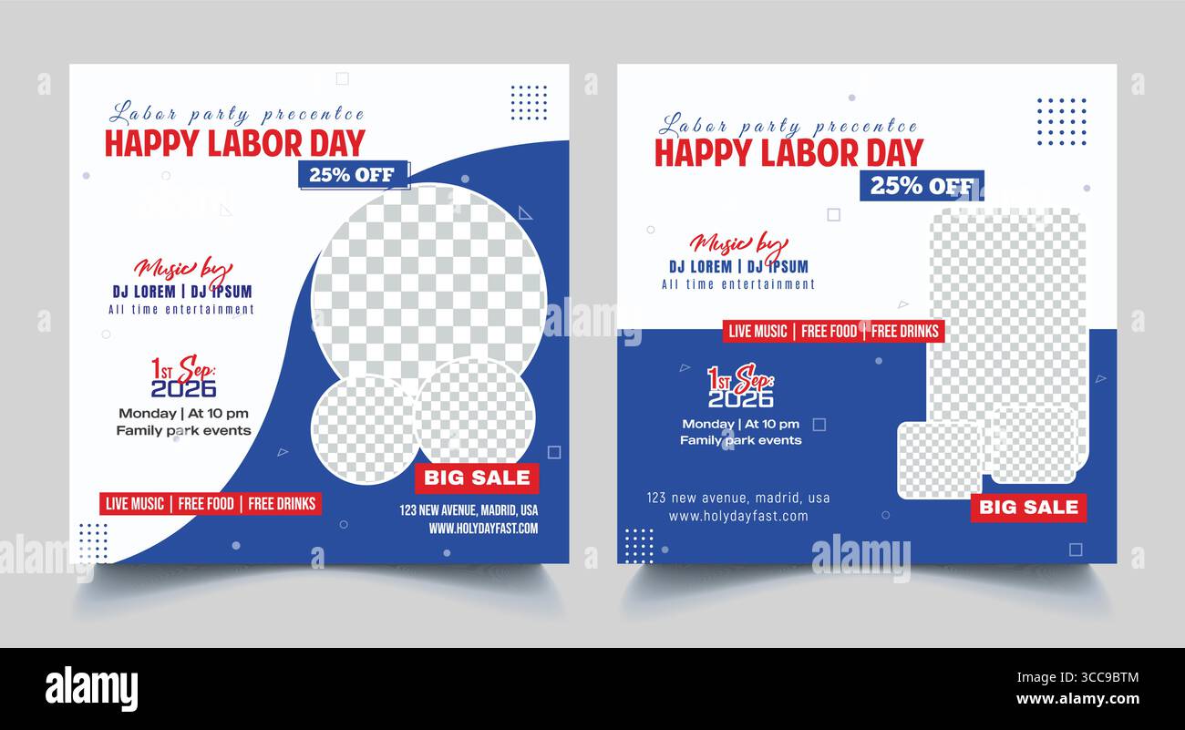 Happy Labor Day Post Design Template. Labour Day Social Media Post and Campaign Poster Sep 1 ...