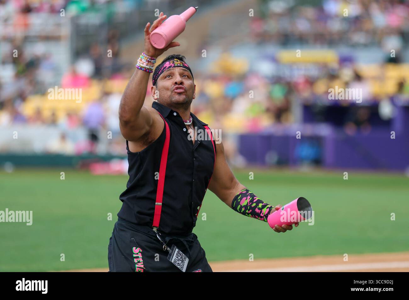 August 09, 2025: Steve, one of the juggling bartenders, juggles ...