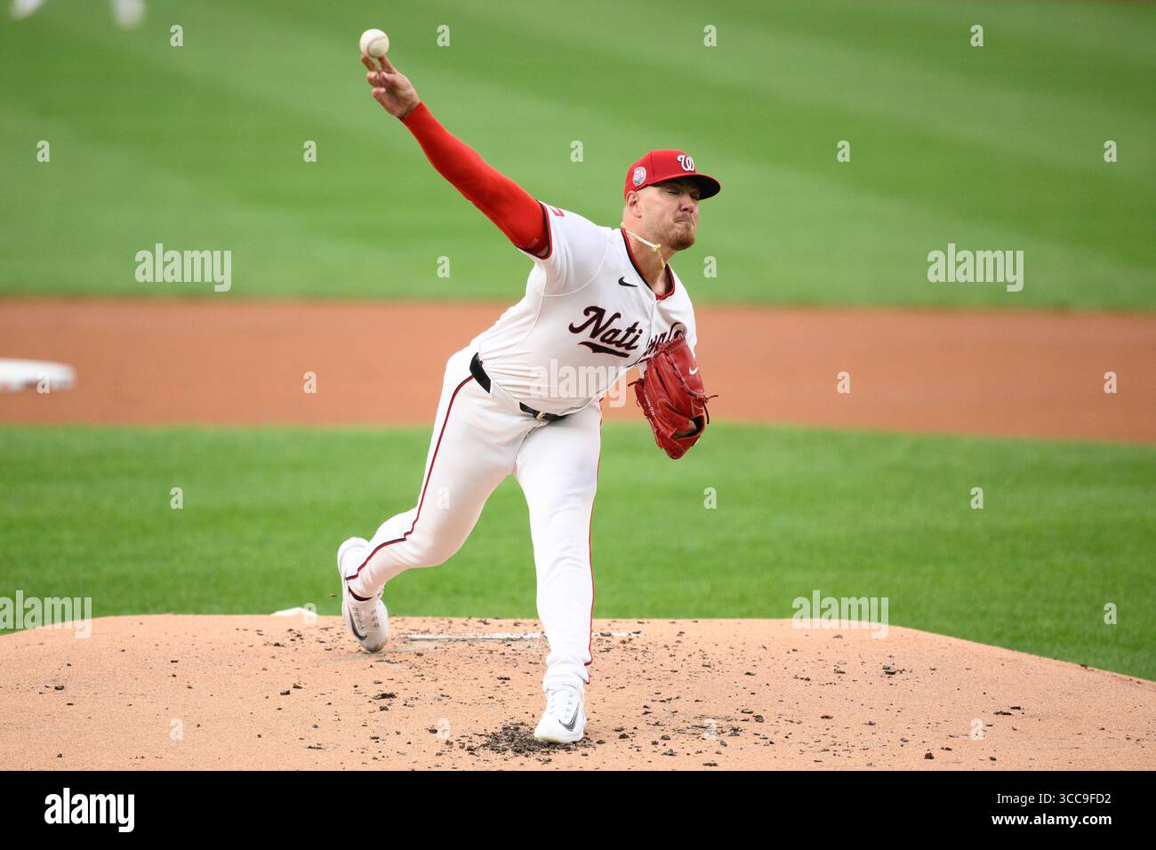 Washington Nationals starting pitcher Cade Cavalli in action during a ...