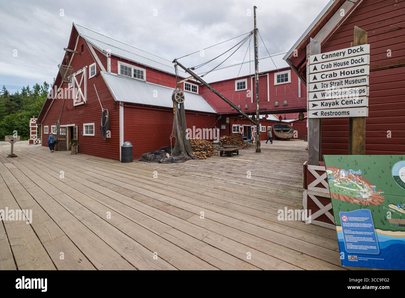 Exterior of cannery building and tourist attraction at Icy Strait Point ...
