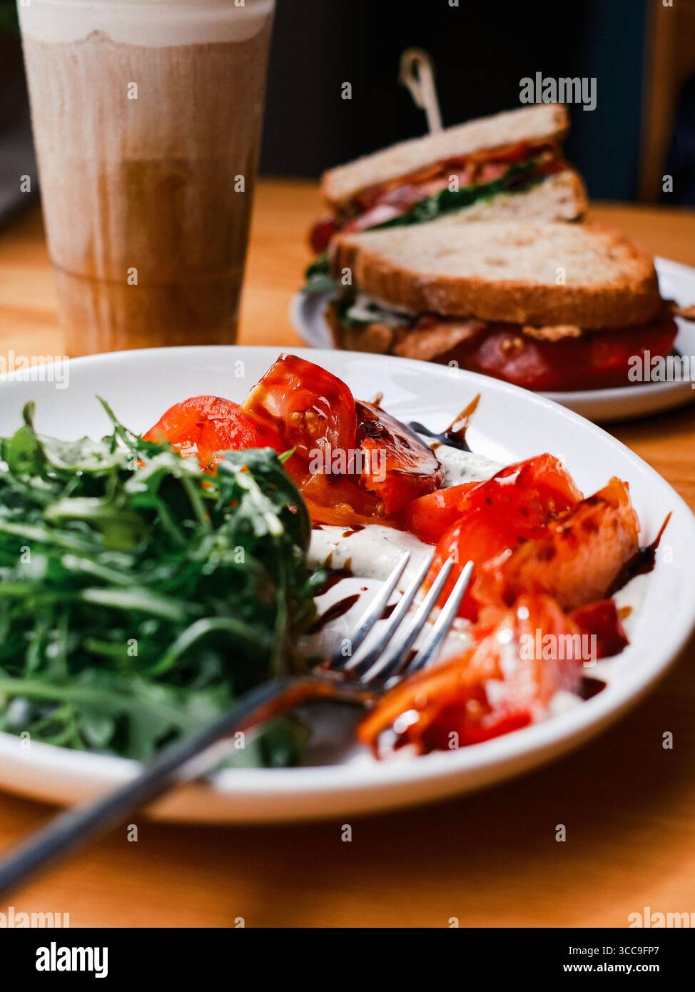 Slices tomatoes greens on hi-res stock photography and images - Alamy