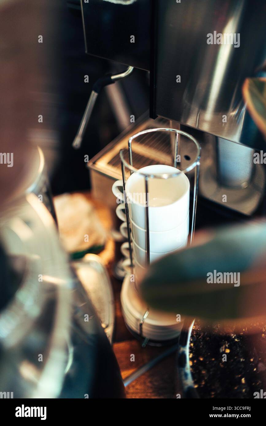 Close up steaming coffee machine hi-res stock photography and images ...