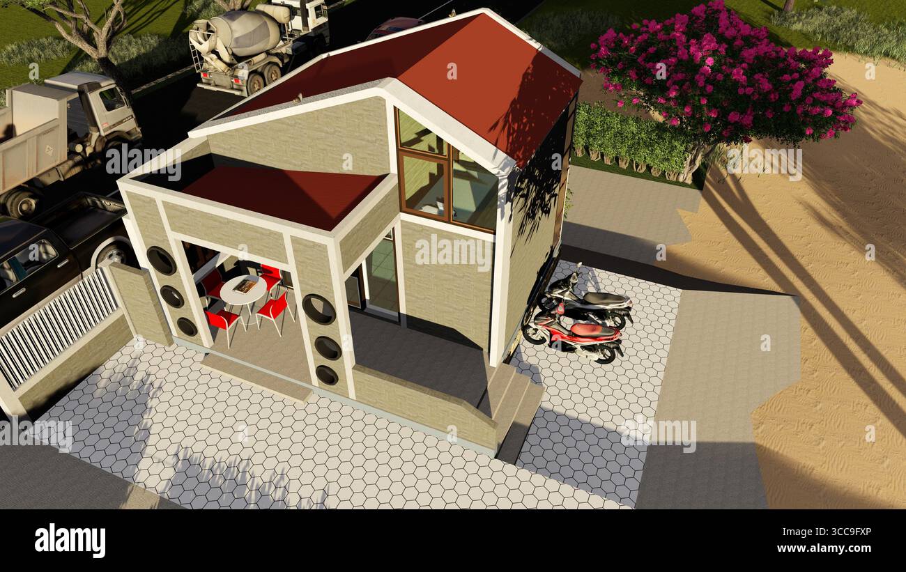 modern minimalist mini office exterior 3D render Stock Photo - Alamy