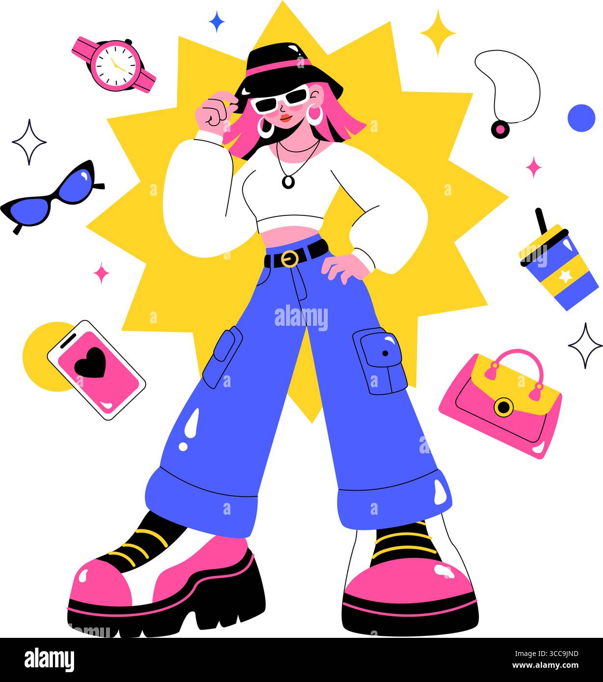 Outfit of the Day OOTD Vector Illustration featuring Clothing Choices ...