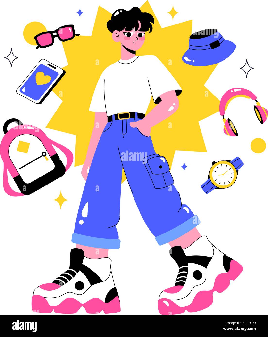 Outfit of the Day OOTD Vector Illustration featuring Clothing Choices ...