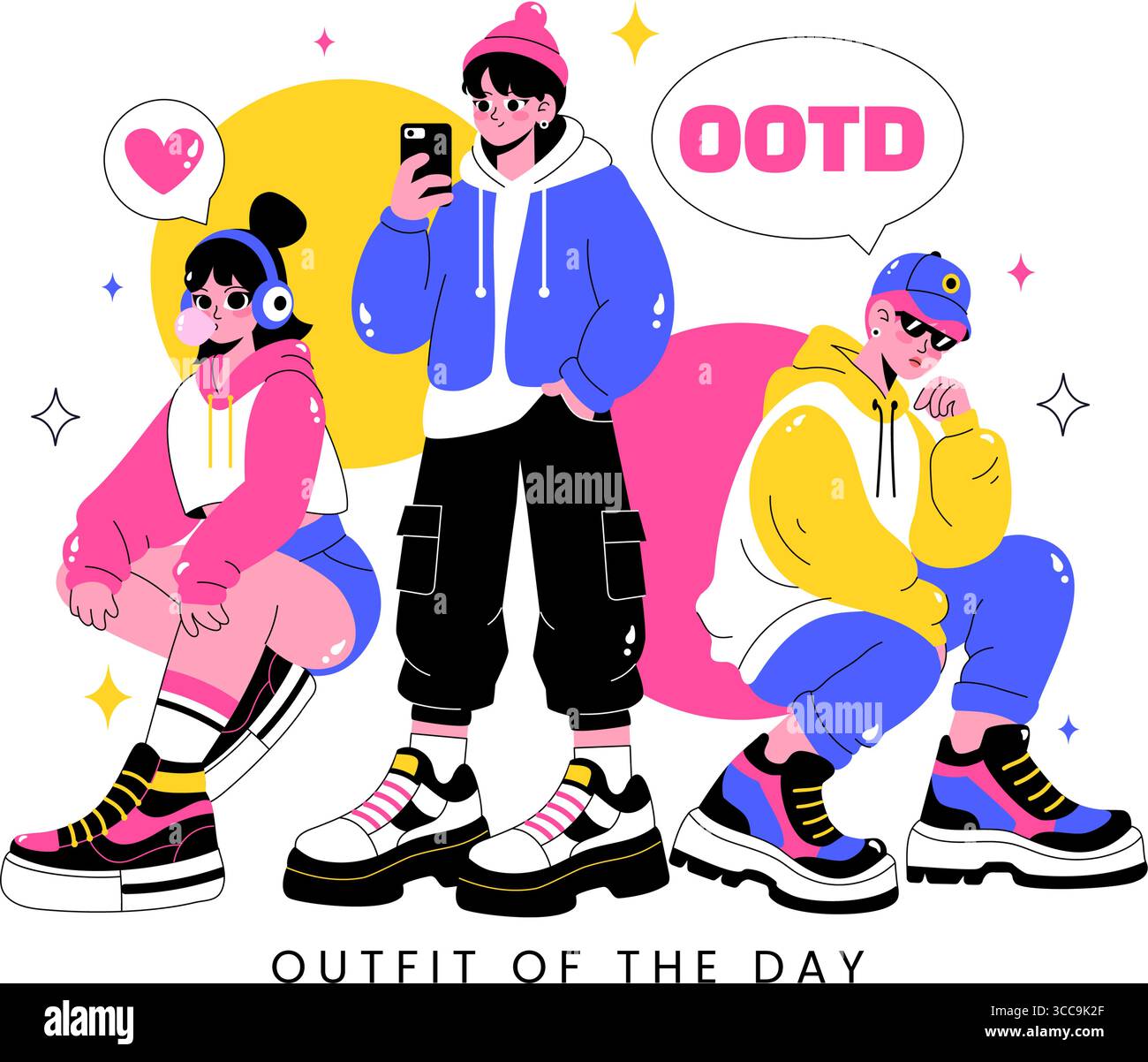 Outfit of the Day OOTD Vector Illustration featuring Clothing Choices ...