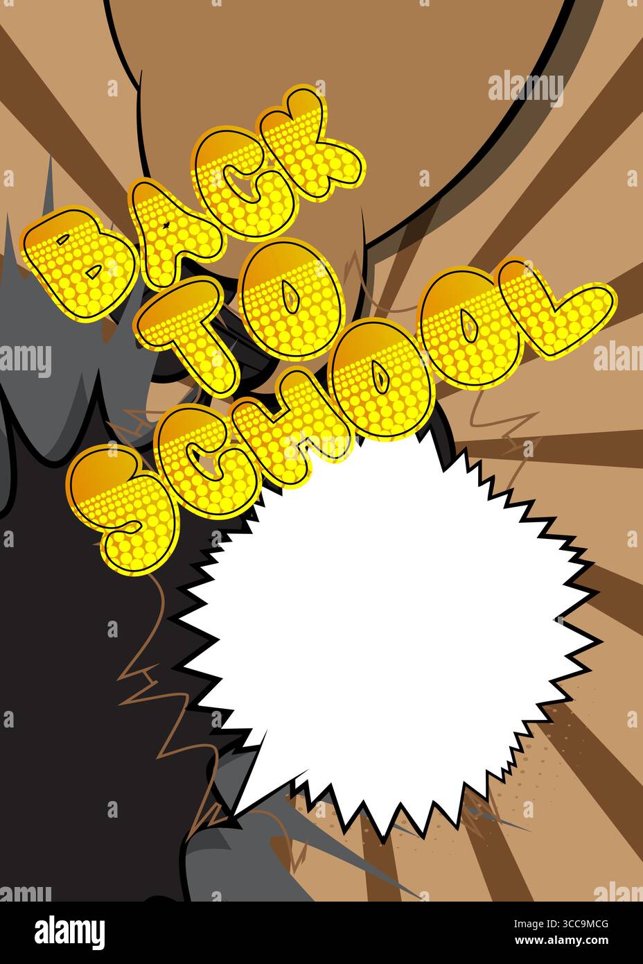 Cartoon Back To School text with blank speech bubble, comic book ...