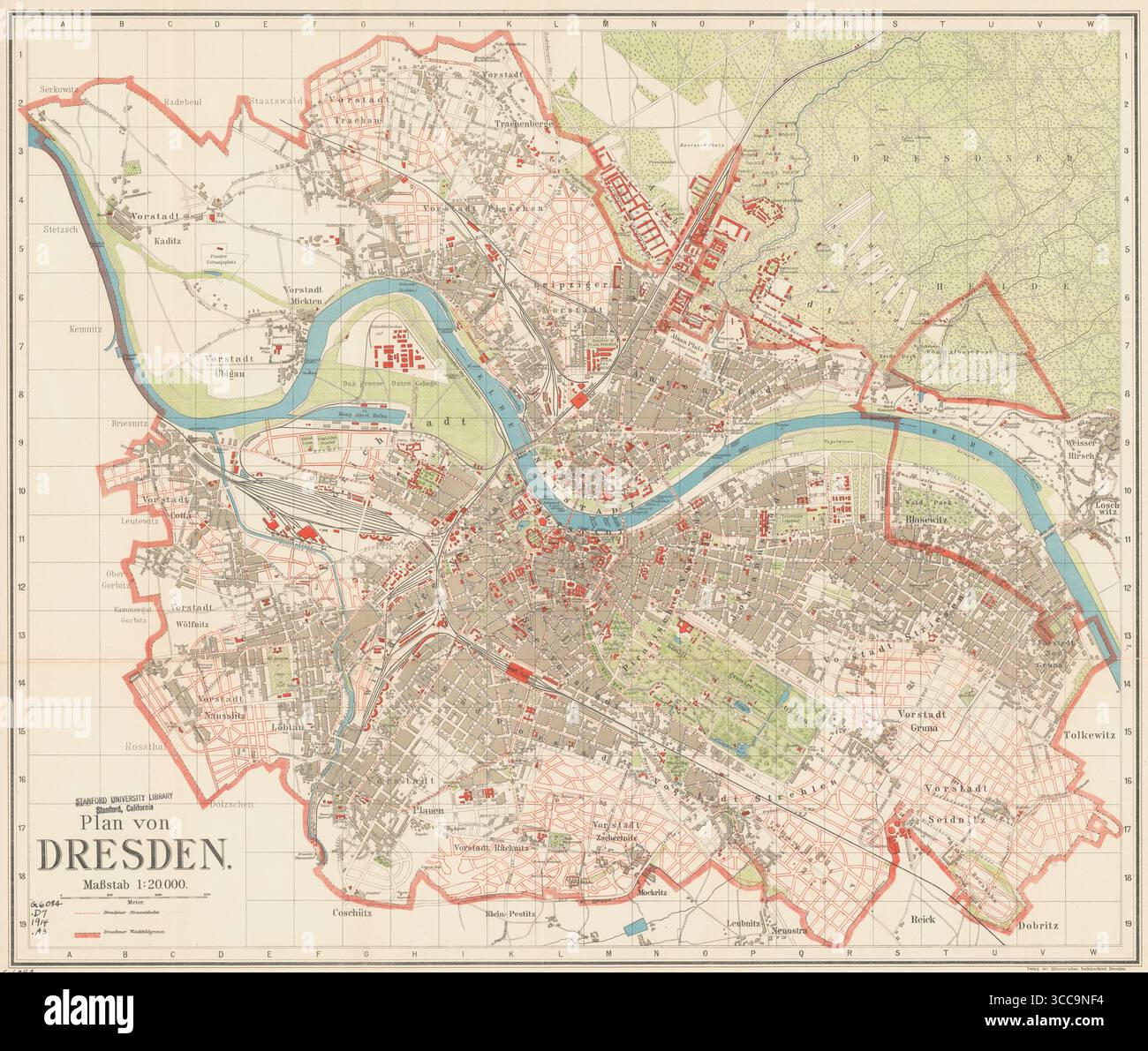 Plan von Dresden, Dresden Stadtplan, Dresden Map, Map of Dresden, Old ...