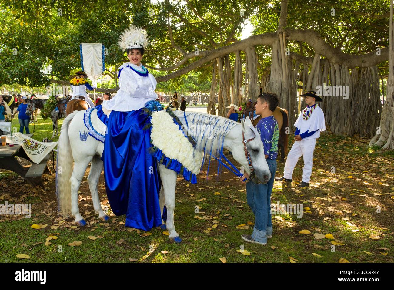 Pa’u rider sitting on her horse before the start of the Aloha Festival ...