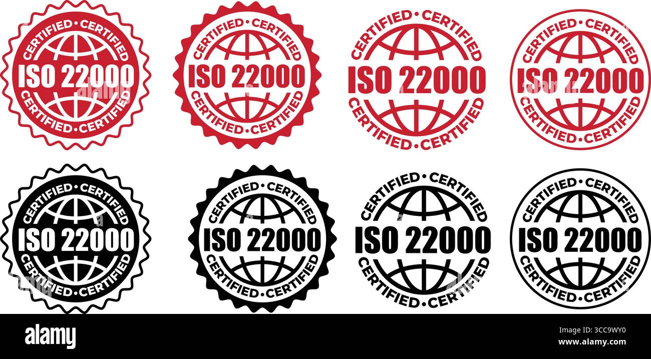ISO 22000 Certification Stamp – Vector Seal and badge for Food Safety ...