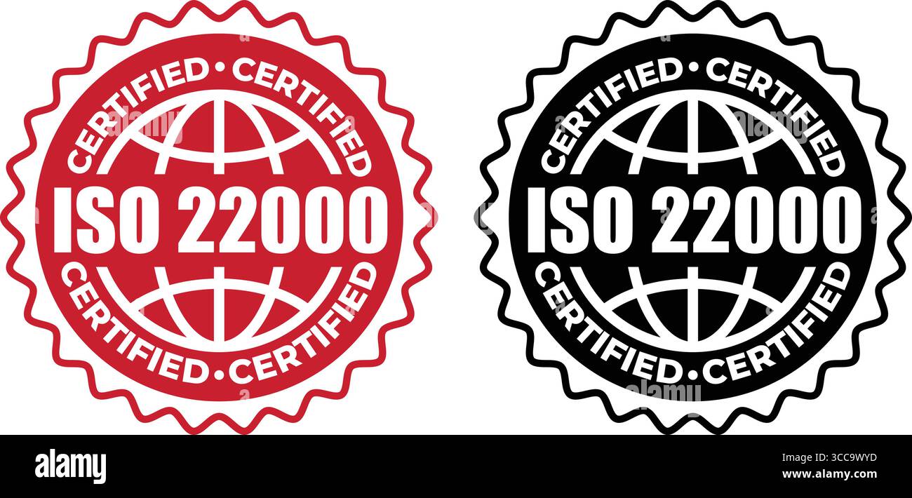 ISO 22000 Certification Stamp – Vector Seal and badge for Food Safety ...