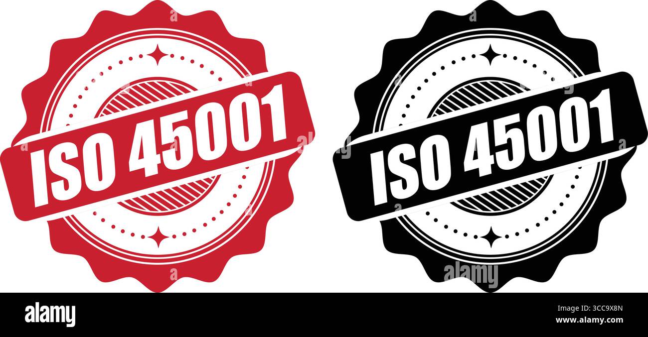 ISO 45001 Certification Badge – Vector Seal for Occupational Health and Safety Management Stock ...