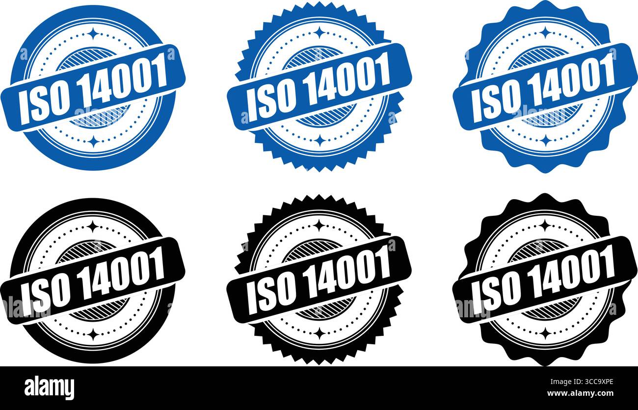 ISO 14001 Certified Stamp – Environmental Management System Label and badge Vector Design Stock ...