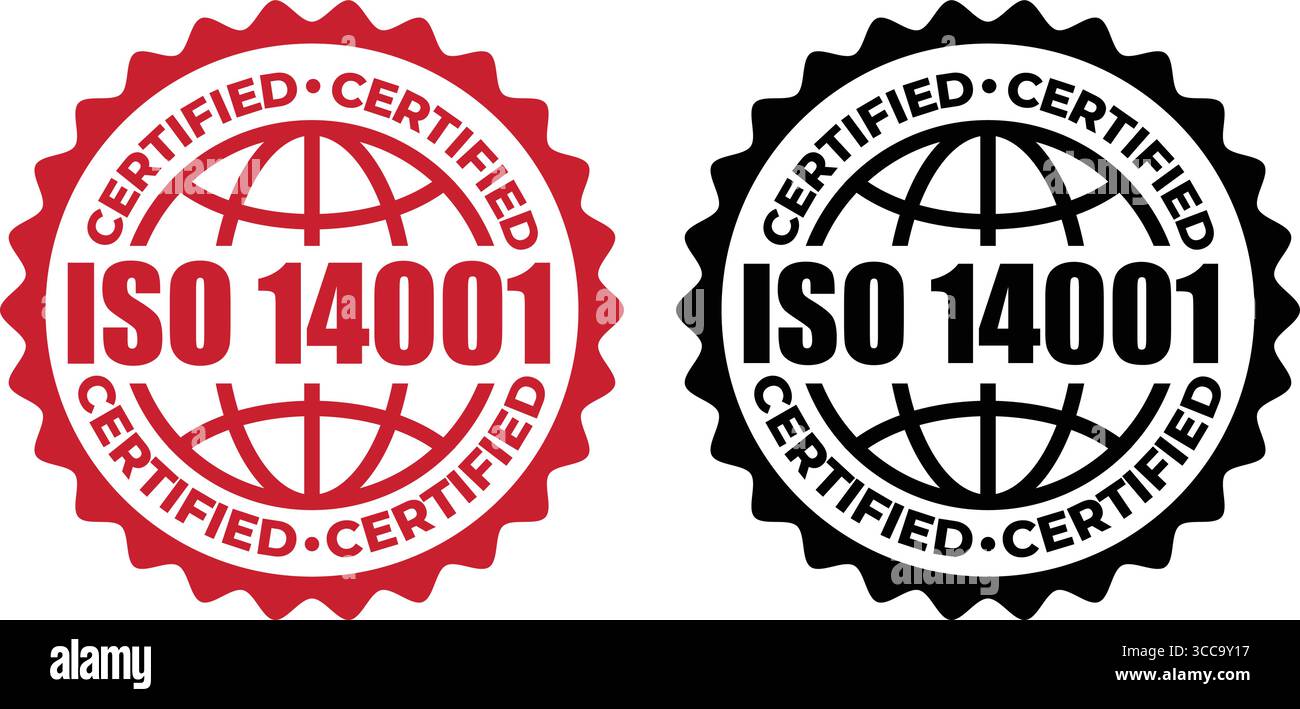 ISO 14001 Certified Stamp – Environmental Management System Label and badge Vector Design Stock ...