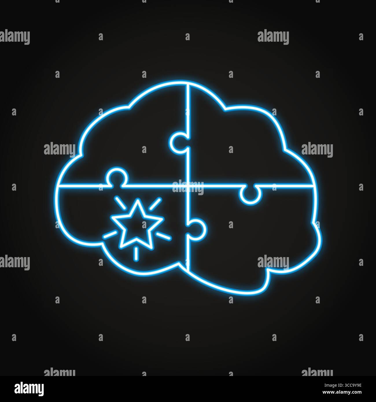 Savant syndrome neon line icon. Mental disorder brain symbol. Vector ...