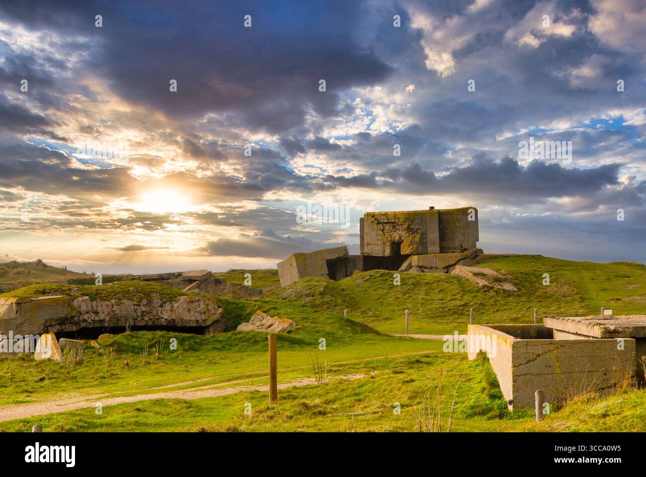 Ruined blockhouse on a beach in the Cotentin Peninsula, Normandy ...
