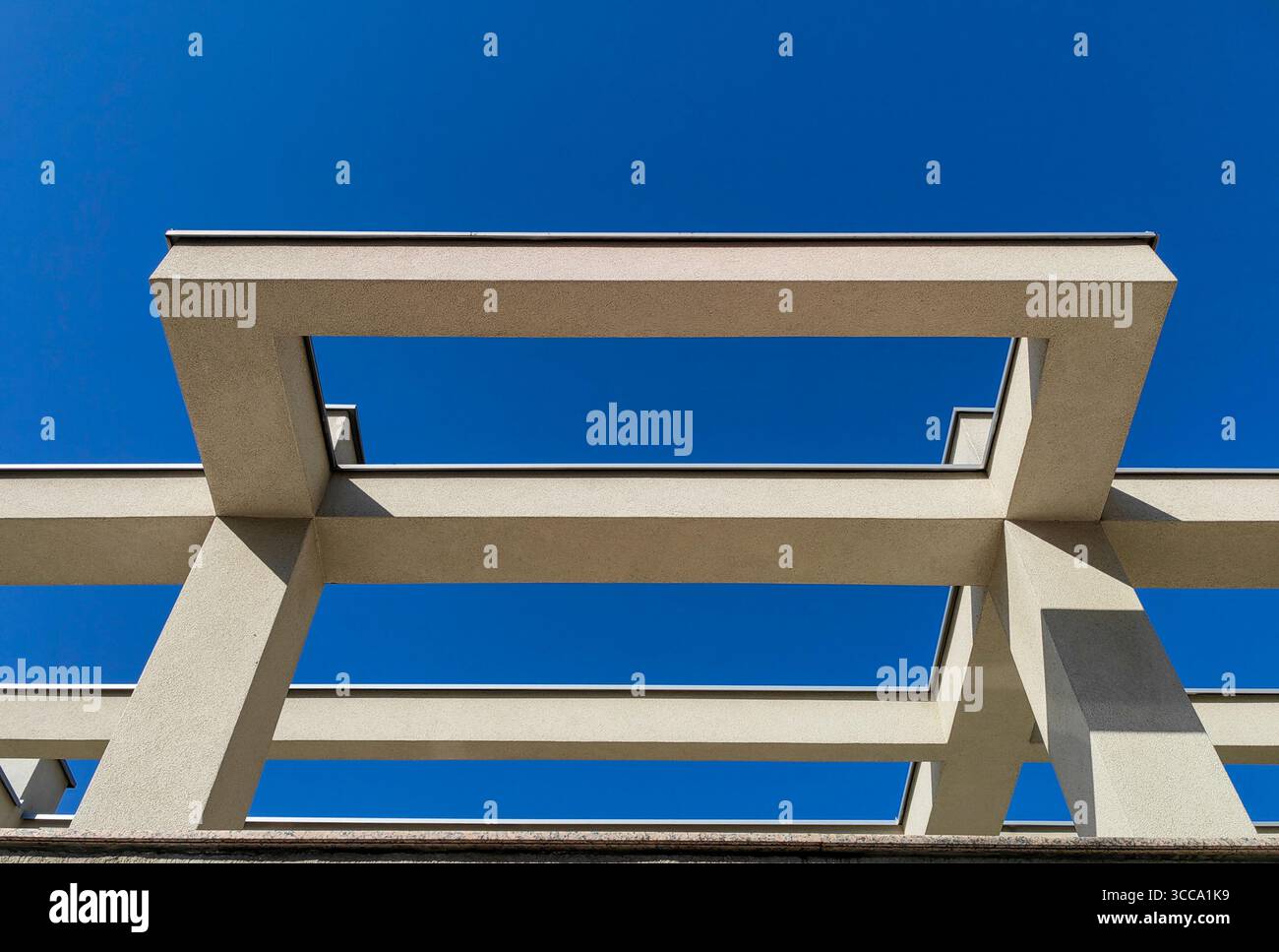 Concrete Rooftop Against Clear Blue Sky – Low Angle Perspective Stock ...