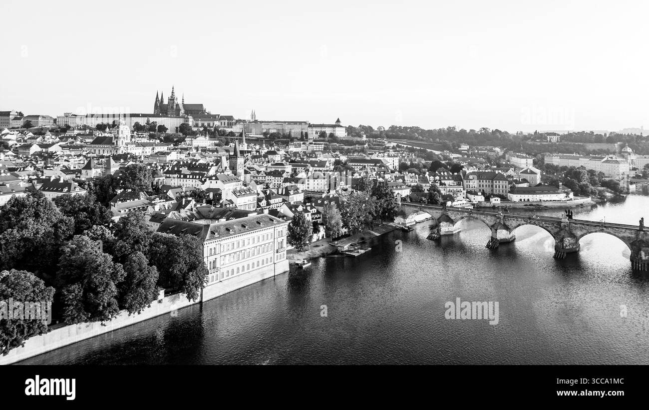 Aerial city morning Black and White Stock Photos & Images - Alamy