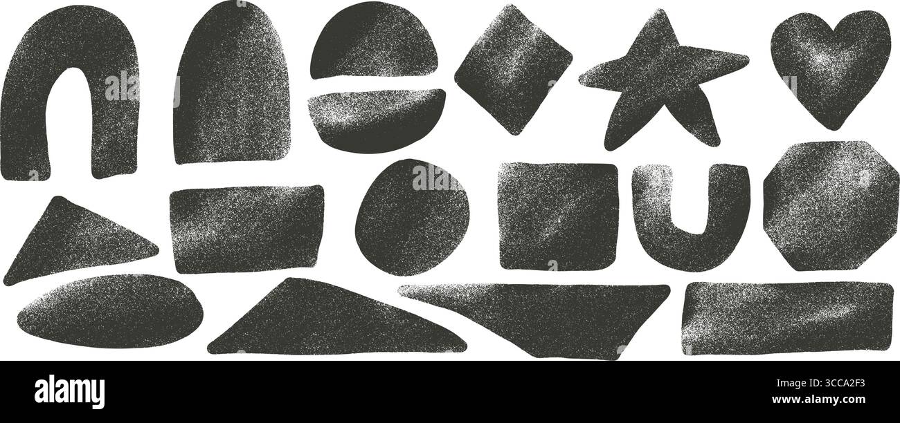 Arch, rectangles, oval and triangle gritty geometric stencil shapes ...