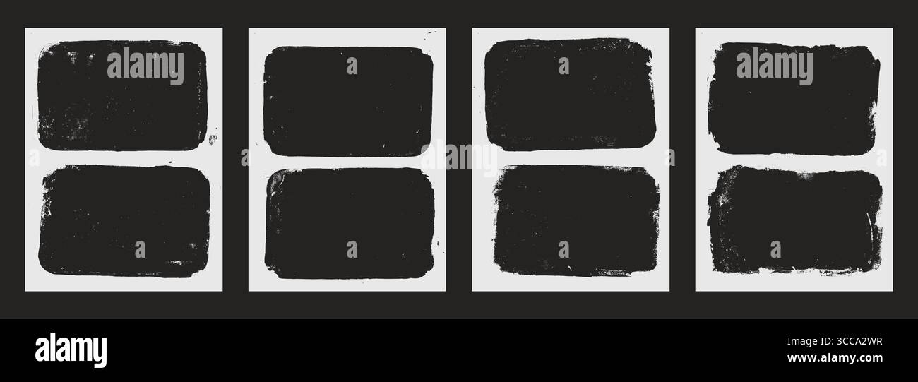Photo grunge white frames set template. Ink paint edges punk border for ...