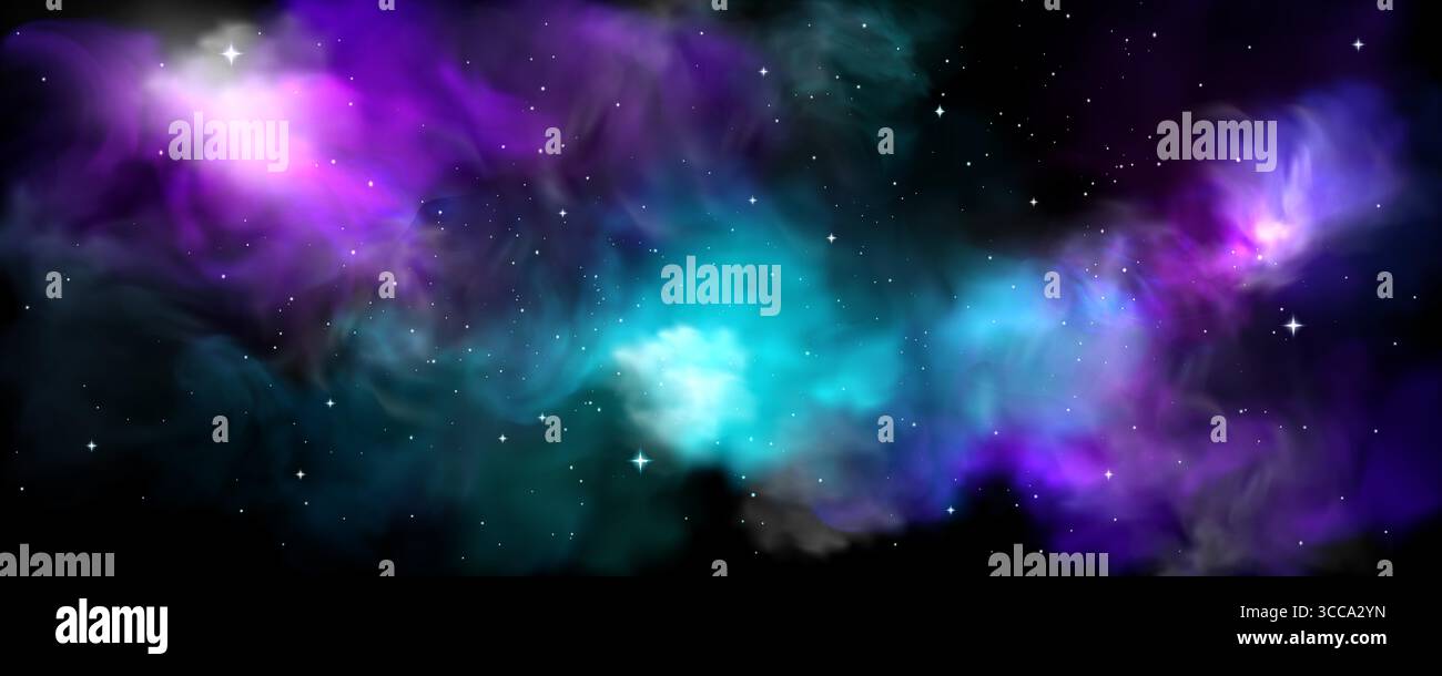 Cosmic nebula with vibrant purple and blue gas clouds - space ...