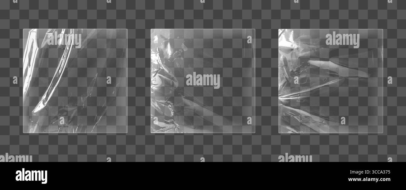 Transparent plastic wrap textures with wrinkles and folds - clear vinyl ...