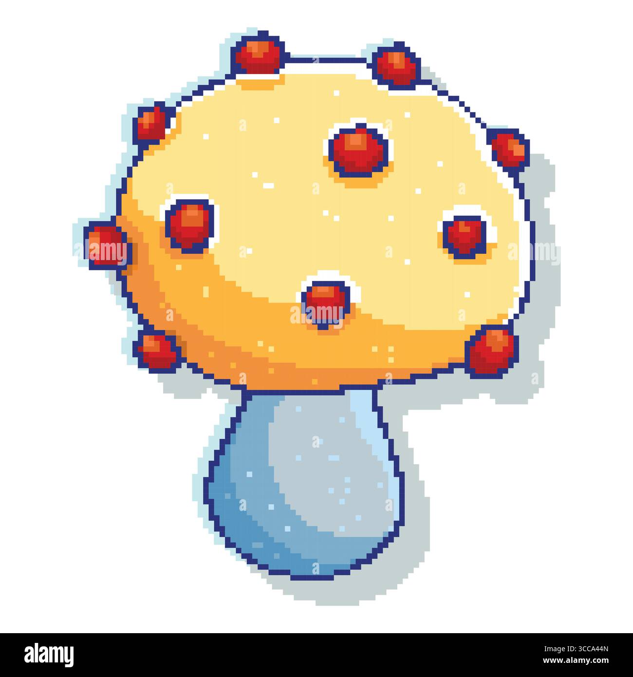 Pixel Art Blue And Orange Mushroom With Shading. Retro-style video game ...