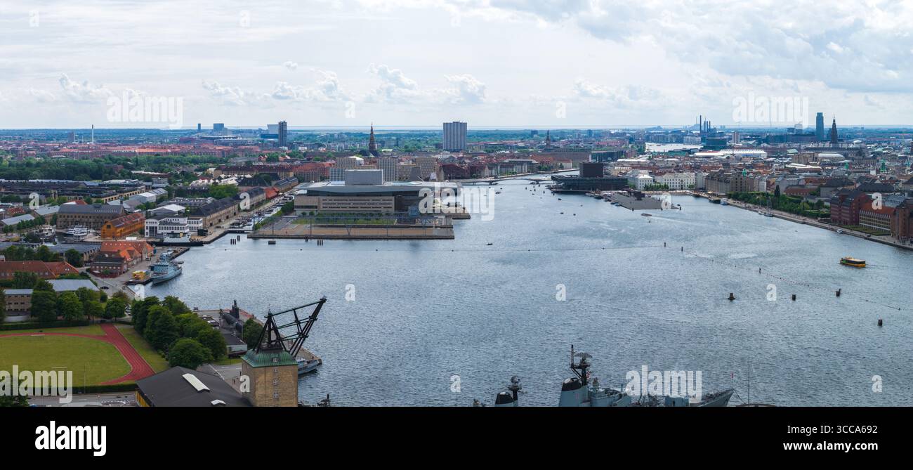 Aerial View of Copenhagen Harbor with Opera House and Amager Bakke ...