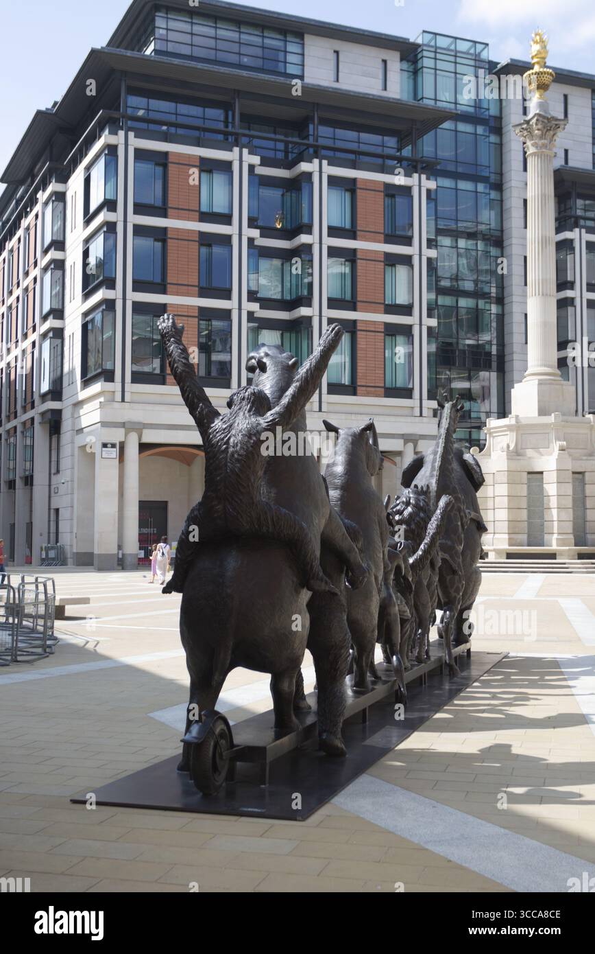 Rear of the Gillie and Marc sculpture of endangered animals looking ...