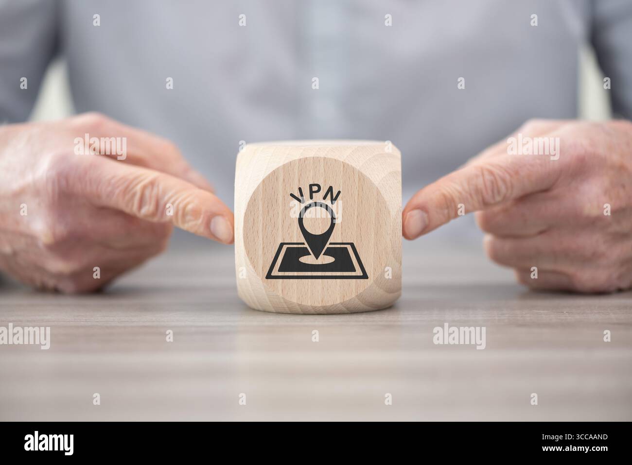 Wooden block with symbol of vpn concept Stock Photo - Alamy