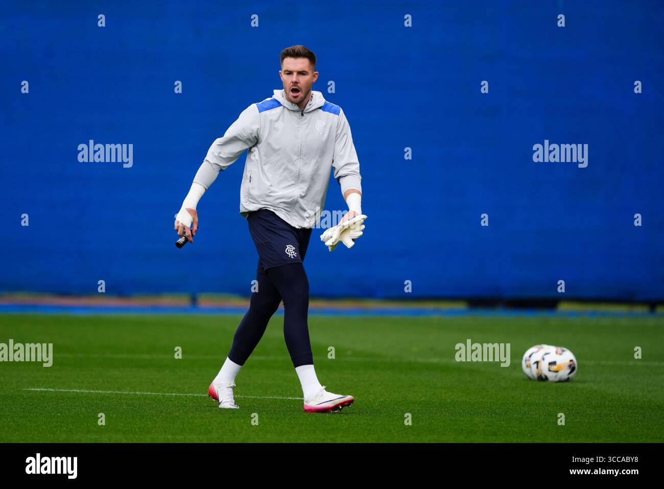 Rangers goalkeeper Jack Butland during a training session at the ...