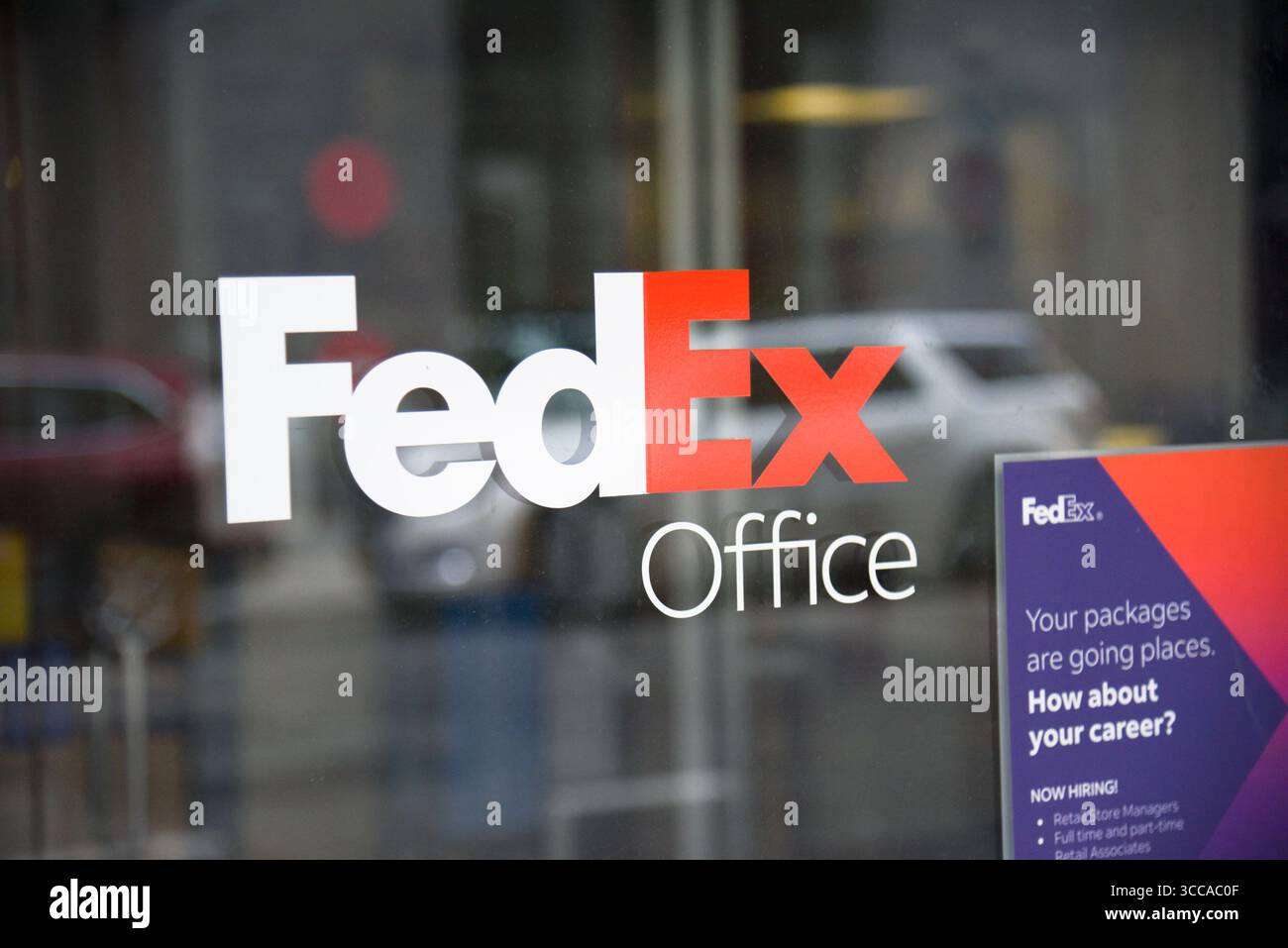 FedEx Office brand signage is displayed in New York, NY, August 10 ...