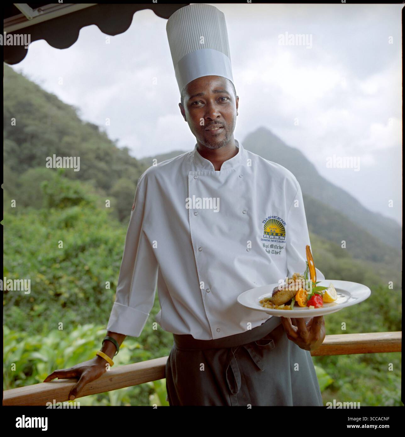 The chef at Dasheene restaurant on St. Lucia Stock Photo - Alamy