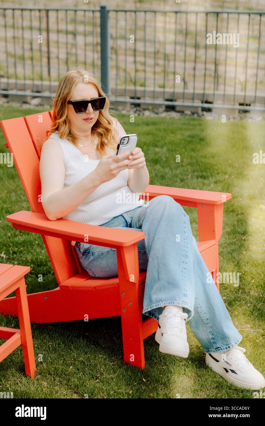 Woman texting checking messages hi-res stock photography and images - Alamy