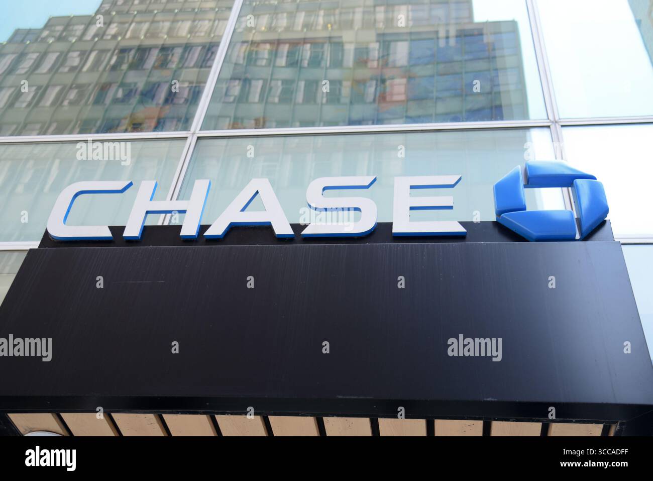 Chase Bank brand signage is displayed in New York, NY, August 10, 2025 ...