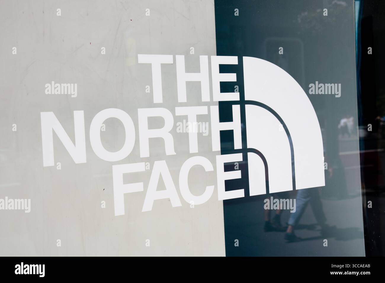 The North Face brand signage is displayed in New York, NY, August 10 ...