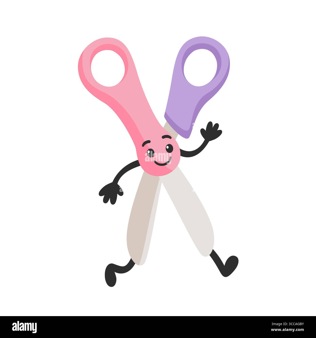 Cute cartoon scissors character, flat vector illustration Stock Vector ...