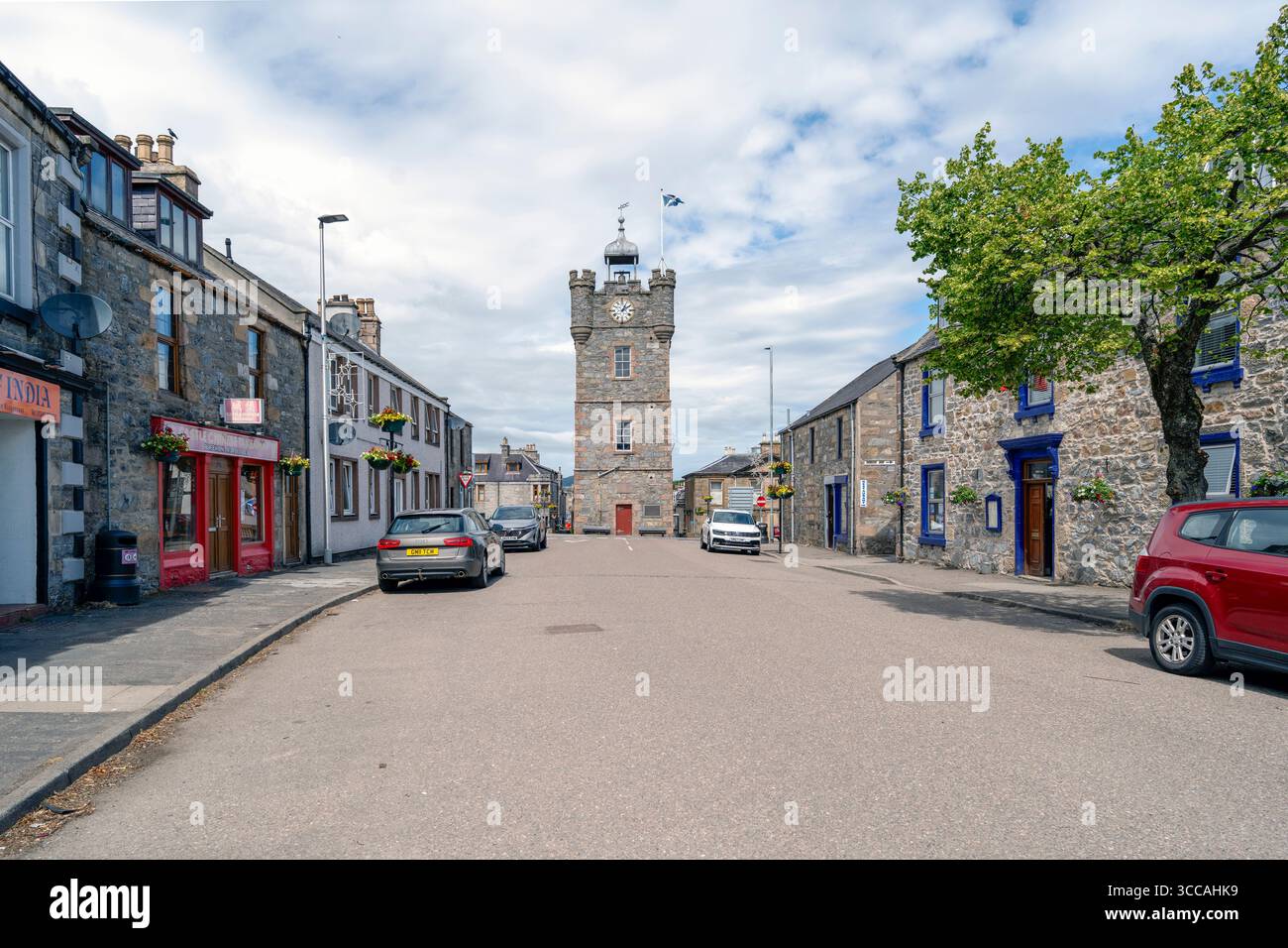Church Street, Dufftown, Moray, Scotland, with the historic Dufftown ...