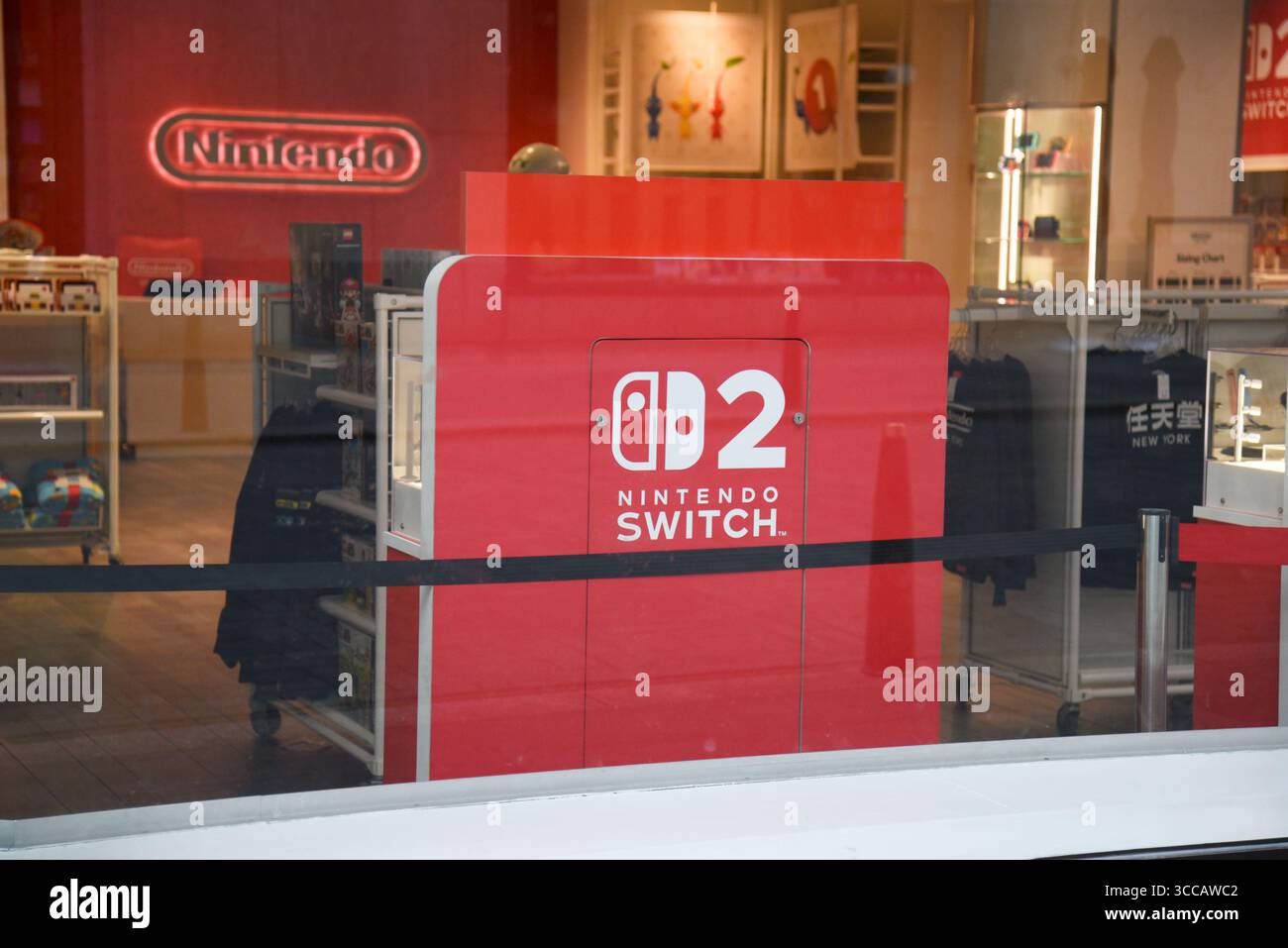 Nintendo and Nintendo Switch 2 brand signage is displayed in New York ...