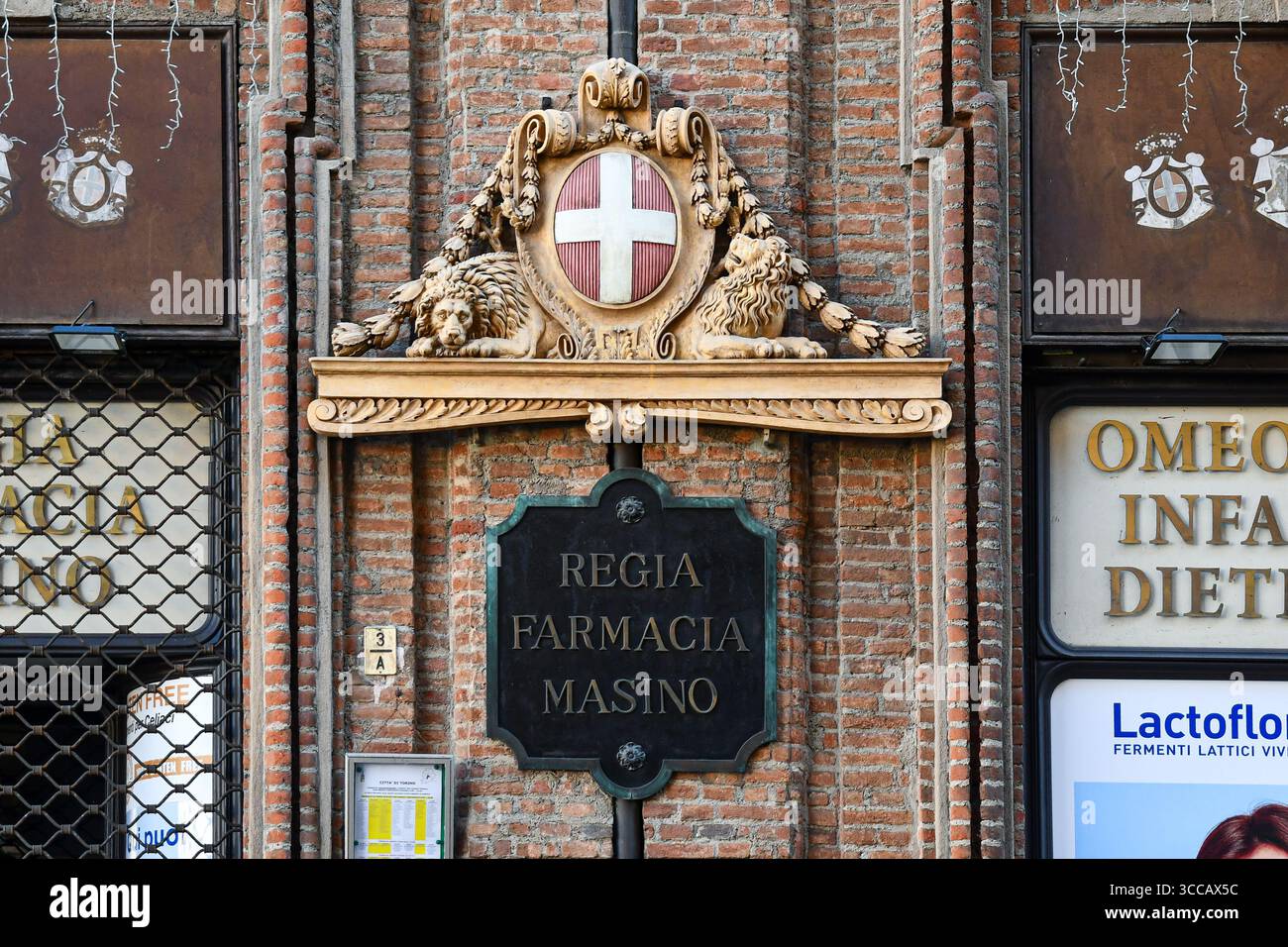 Antique sign representing the Savoy coat of arms, on the front of Regia ...