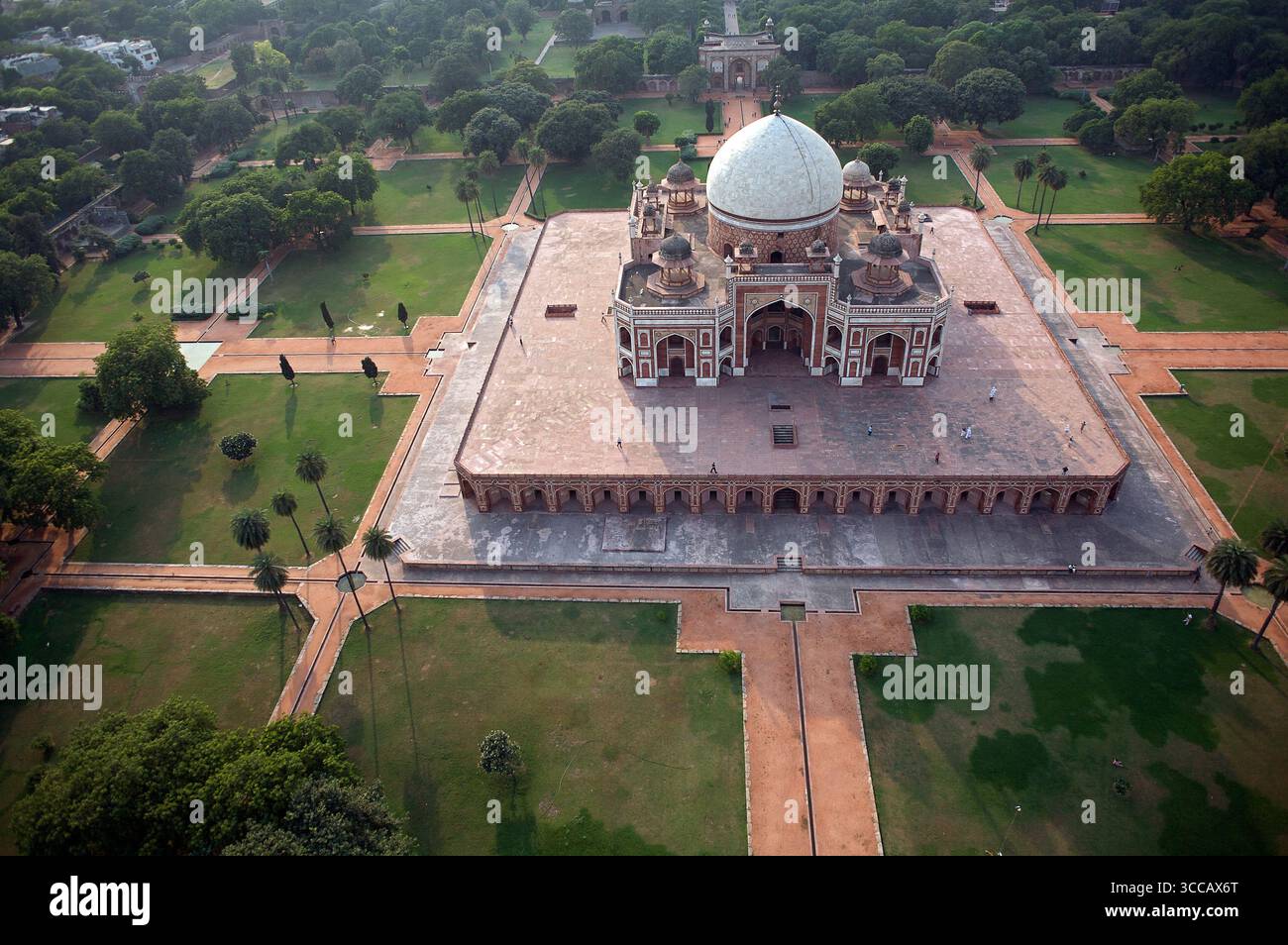 Aerial view of Humayun's Tomb standing majestically amidst the lush ...