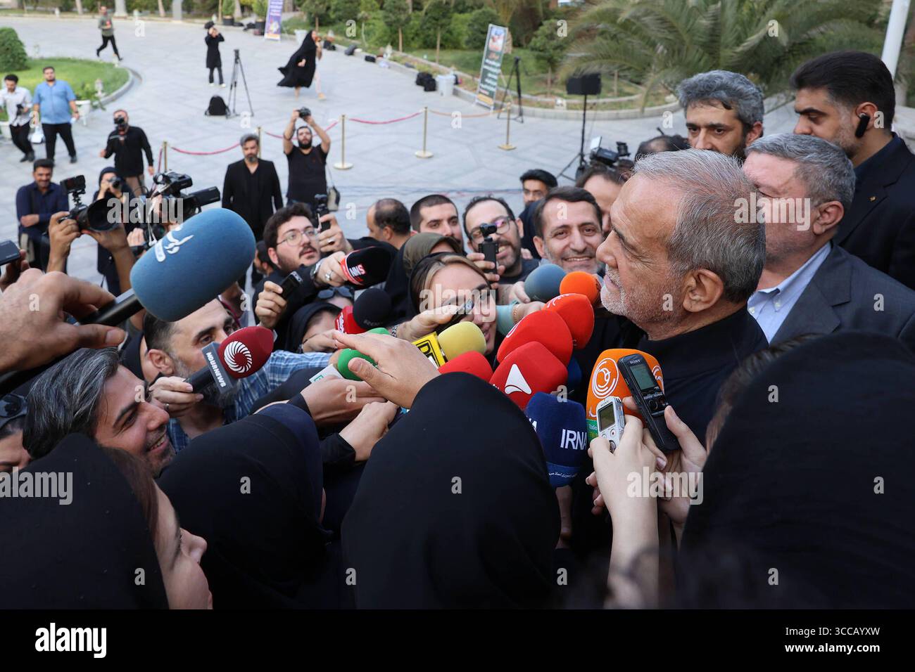 Iranian President Masoud Pezeshkian chairs a meeting of the Iranian ...