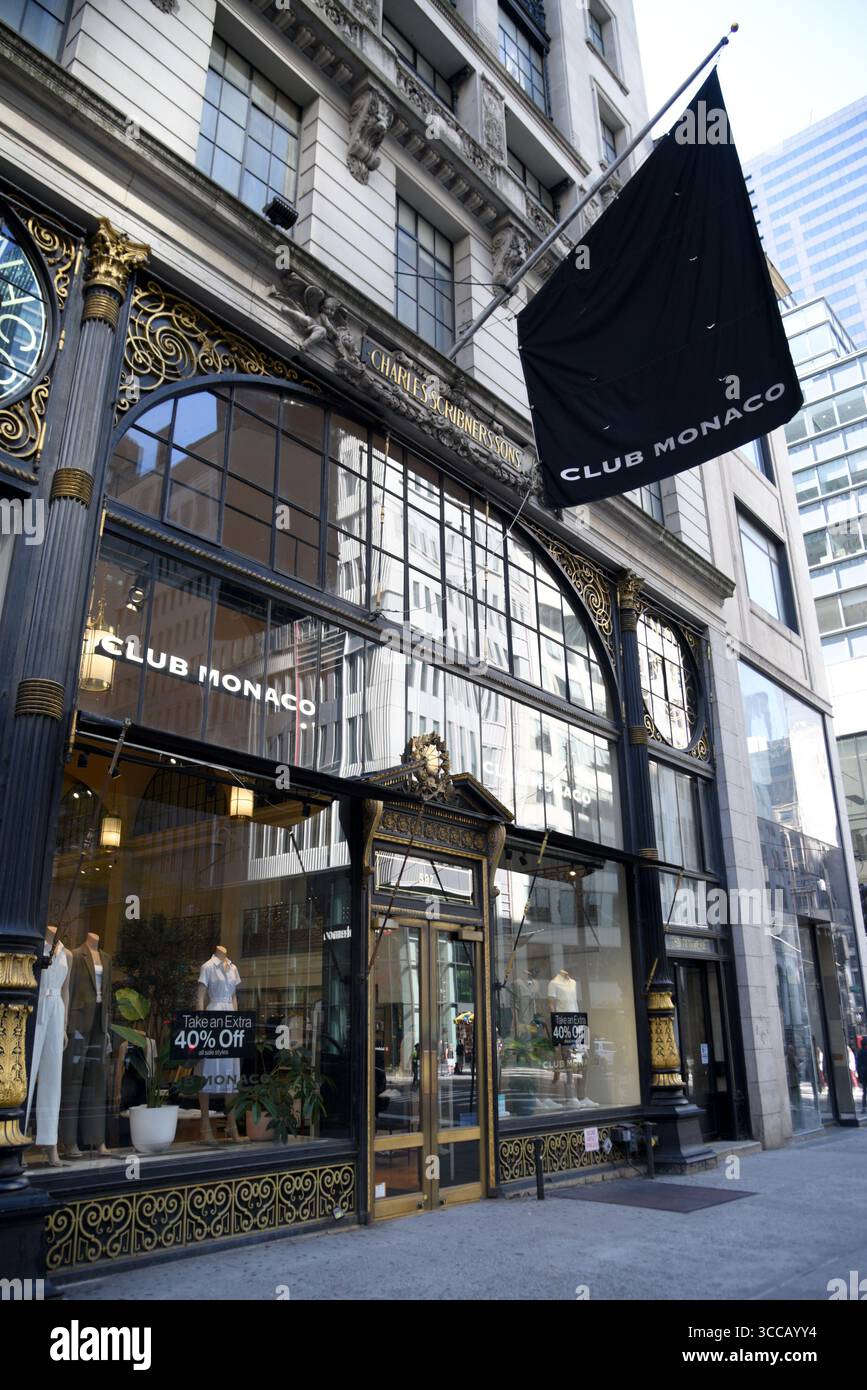 Club Monaco brand signage is displayed in New York, NY, August 10, 2025 ...