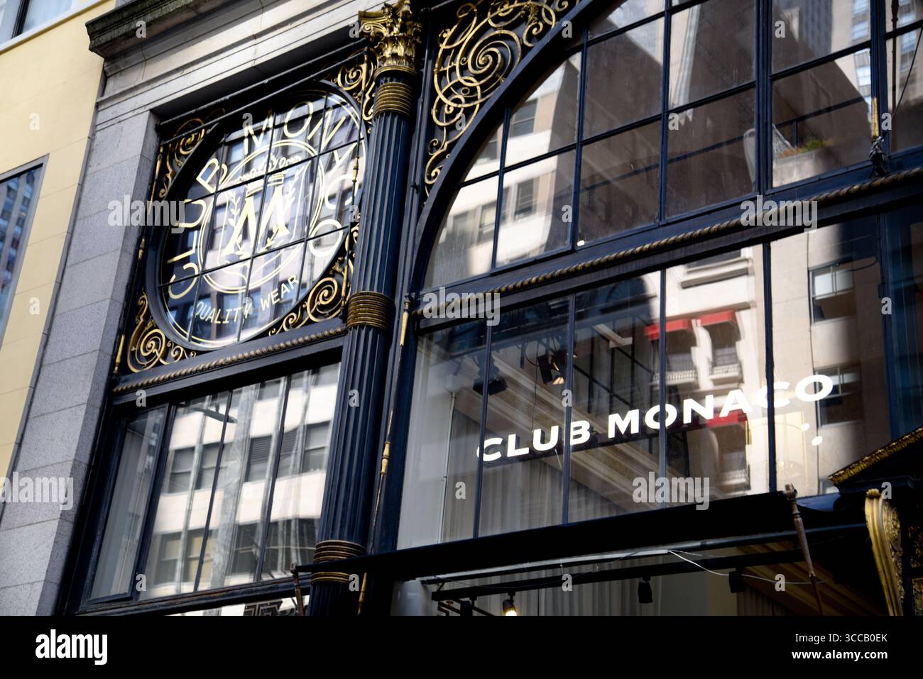 Club Monaco brand signage is displayed in New York, NY, August 10, 2025 ...