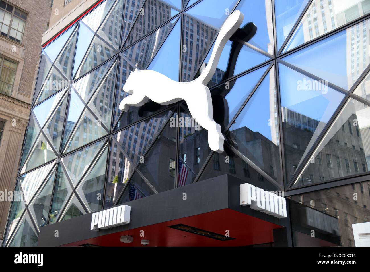 Puma brand signage is displayed in New York, NY, August 10, 2025 ...