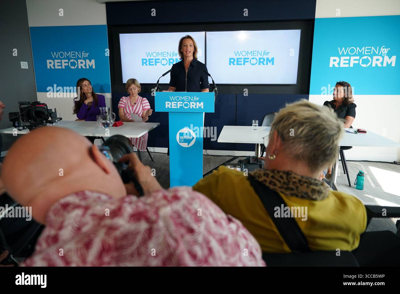 Sarah Pochin, MP for Runcorn, speaking during a Reform UK press ...