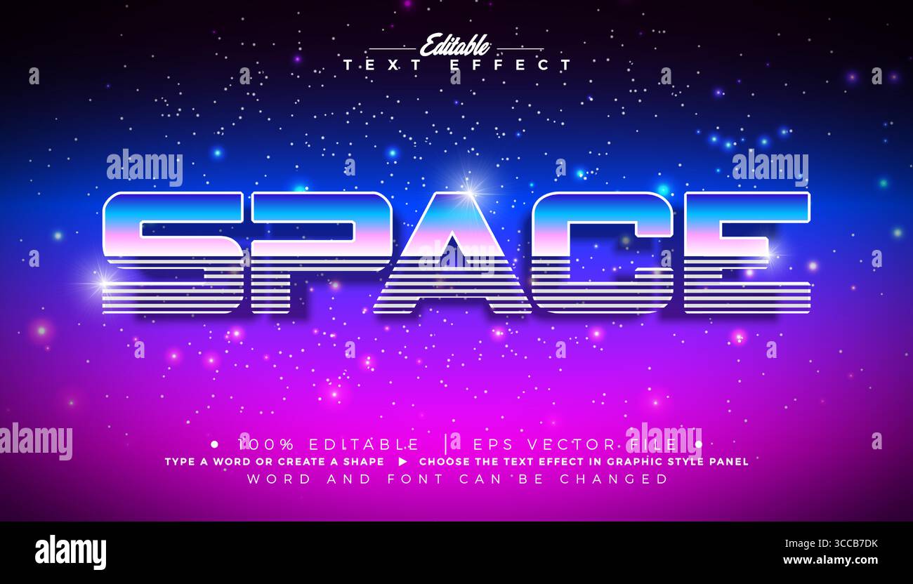 Space Futuristic Editable Text Effect with Retro Chrome Lettering on ...