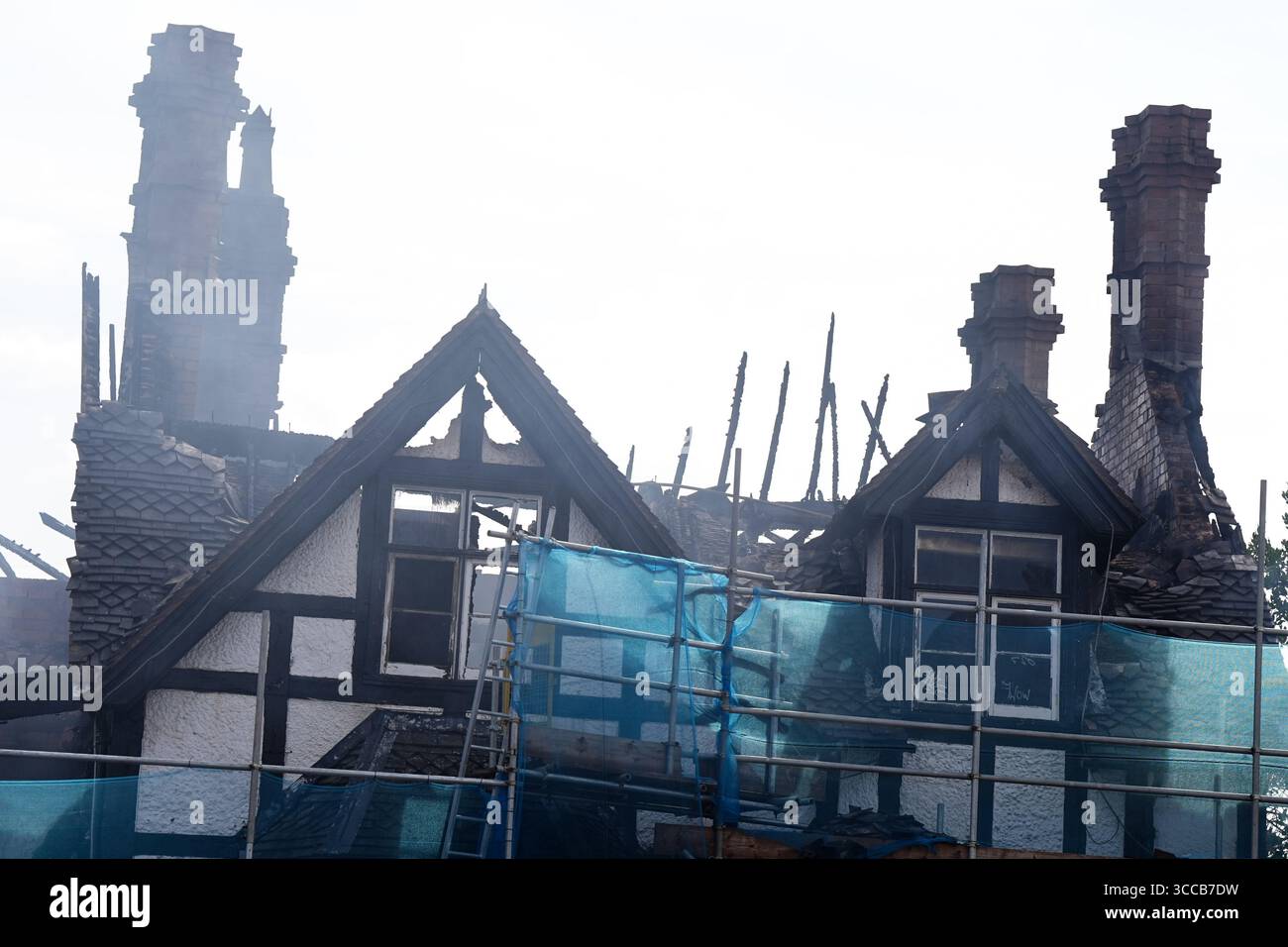 Damage can be seen at the Raven Hotel in Droitwich Spa, Worcestershire ...