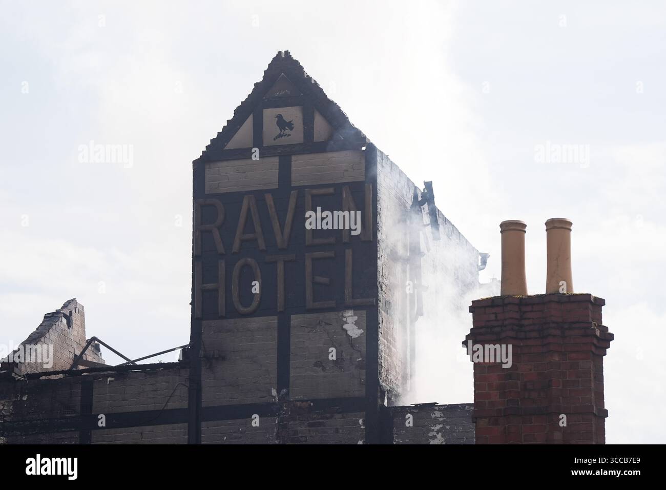 Damage can be seen at the Raven Hotel in Droitwich Spa, Worcestershire ...
