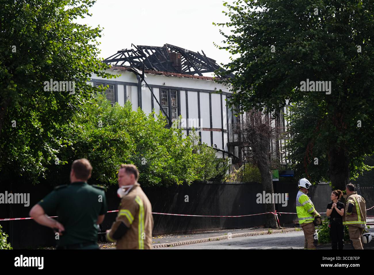 Damage can be seen at the Raven Hotel in Droitwich Spa, Worcestershire ...